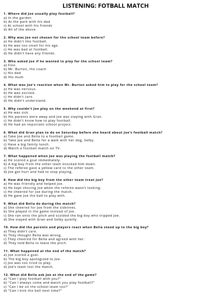 Joe's Football Match Experience | PDF | Sports & Recreation