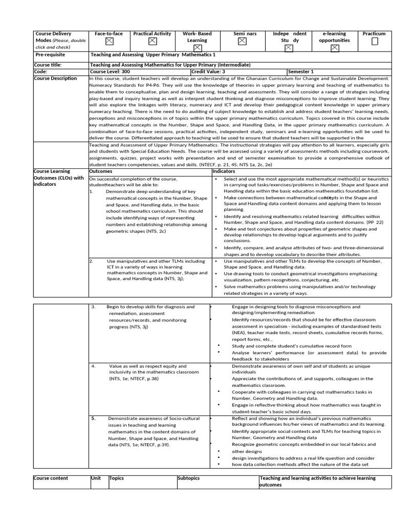 Teaching and Assessing Mathematics For Upper Primary Intermediat | PDF ...