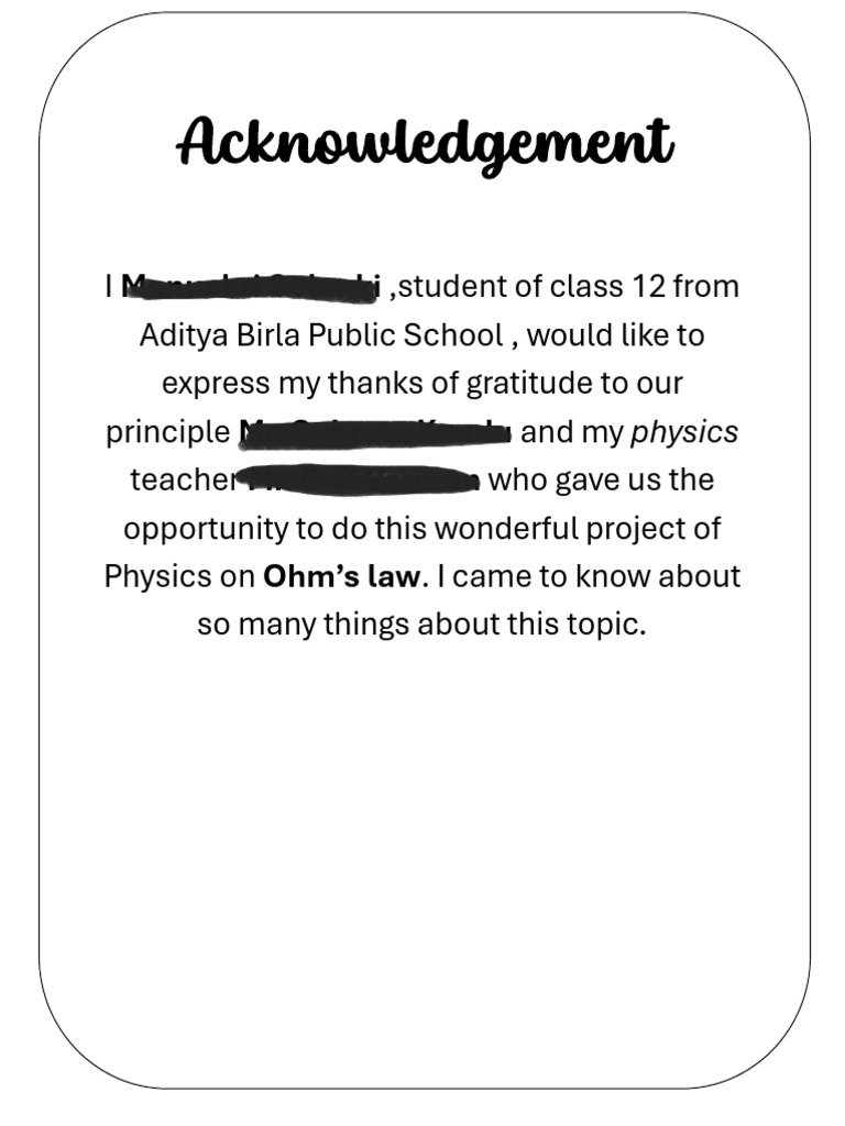 Physics Project Acknowledgement | PDF