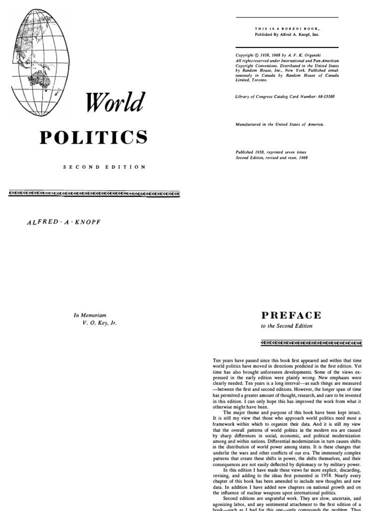 A.F.K. Organski - World Politics-Alfred A. Knopf (1968) | PDF | Diplomacy