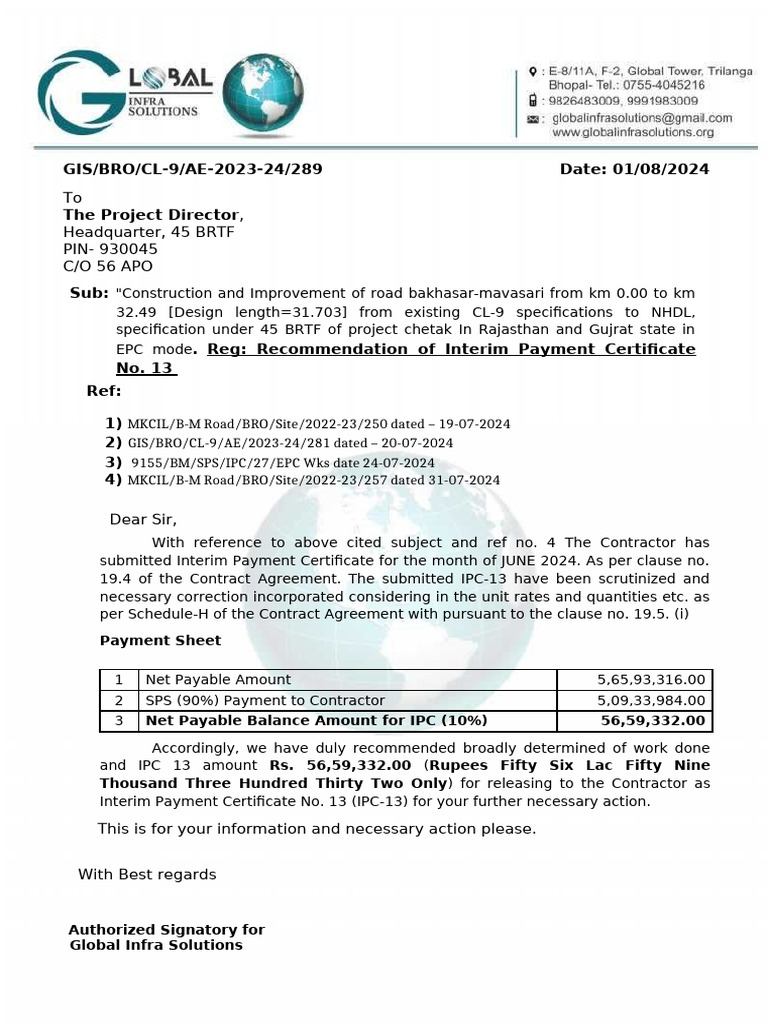 Road Project Payment Update | PDF