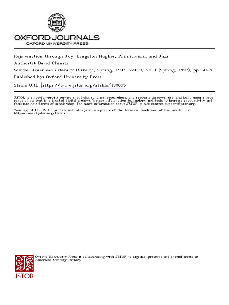 1997 Chinitz RejuvenationJoyLangston | PDF | History | Classics