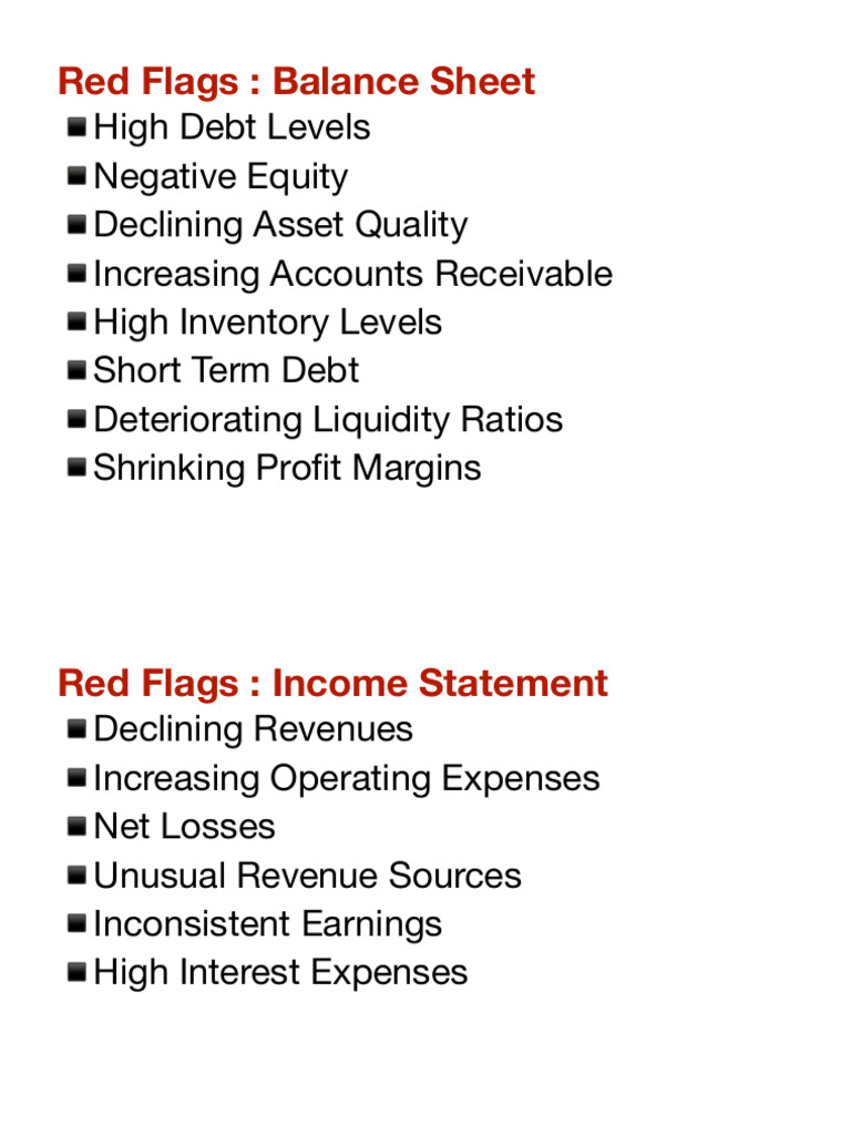 Red Flags in Financial Statements of Corporates For CRA | PDF