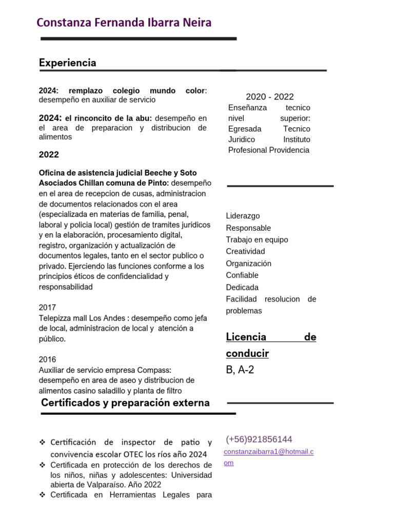 Curriculum Constanza Ibarra 1 | PDF