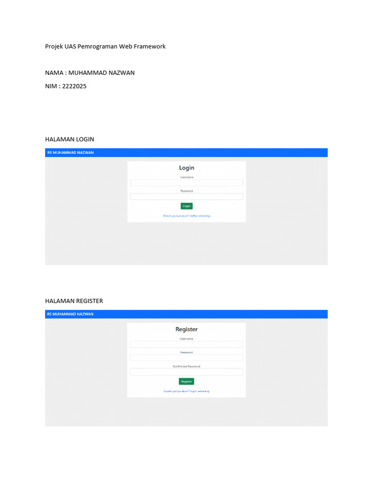 Projek UAS Pemrograman Web Framework MUHAMMAD NAZWAN (2222025) | PDF