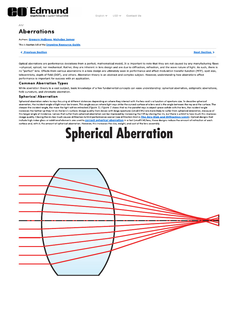 Aberrations - Edmund Optics | PDF