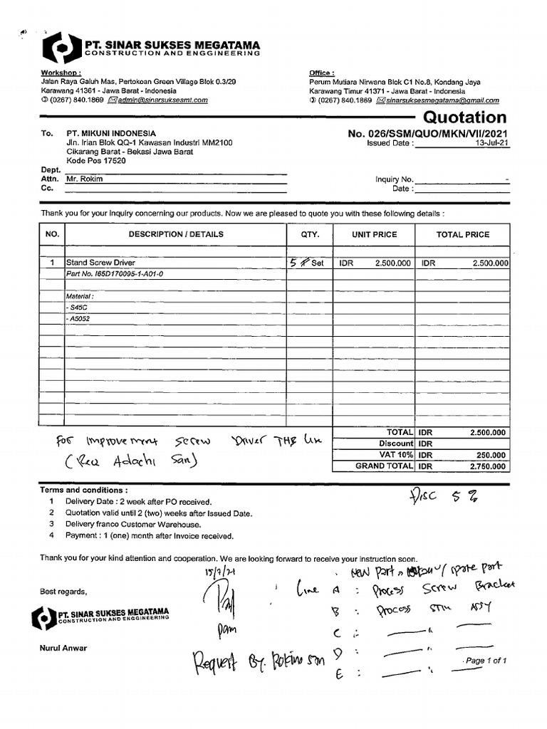 Quot Sinar Sukses Megatama ( (Pic Pak Rokim) | PDF