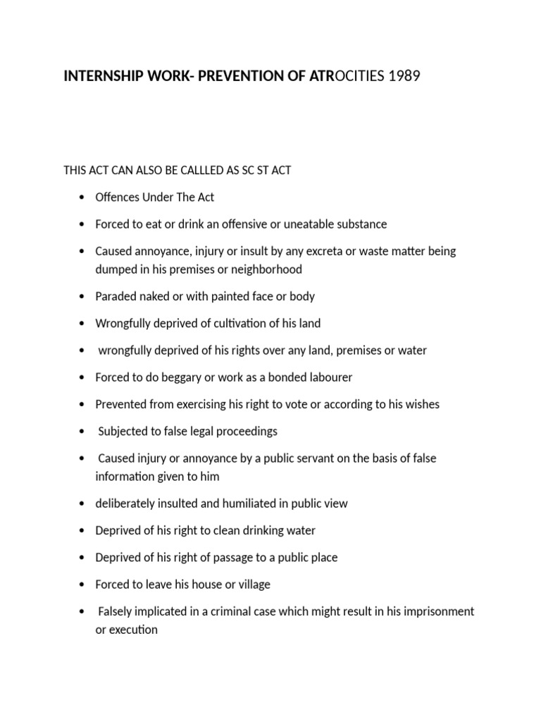 Prevention of Atrocities Act (SC ST) 1989 | PDF