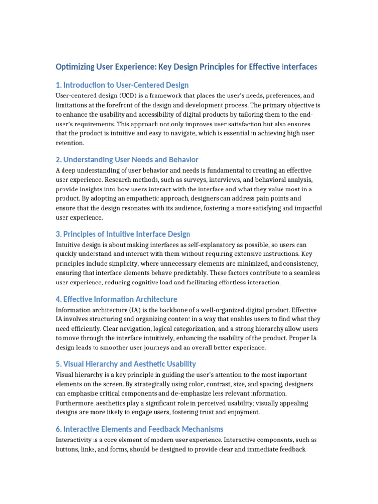 Optimizing User Experience Key Design Principles | PDF | Usability | User Experience