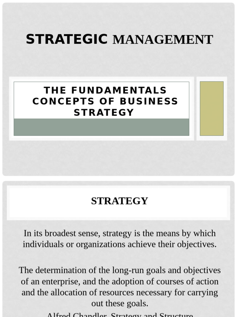 Lecture Note 1 Strategic Management - The Fundamentals Concepts of ...