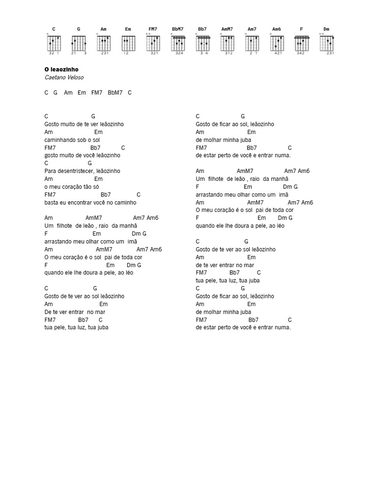 O Leaozinho Guitar Chords | PDF