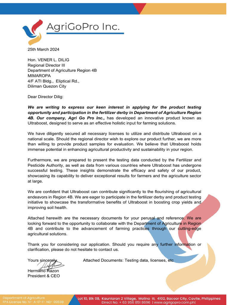 Signed Letter For Region 4B | PDF | Agriculture | United States ...