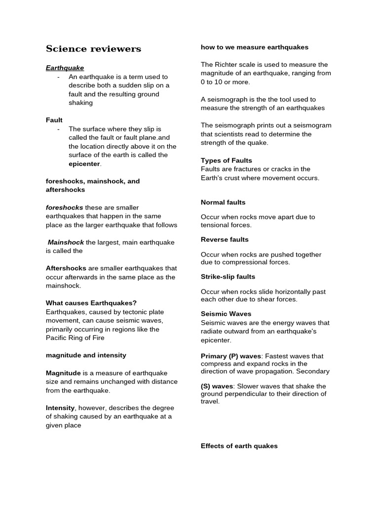 Science Reviewer 3 3 | PDF | Earthquakes | Volcano