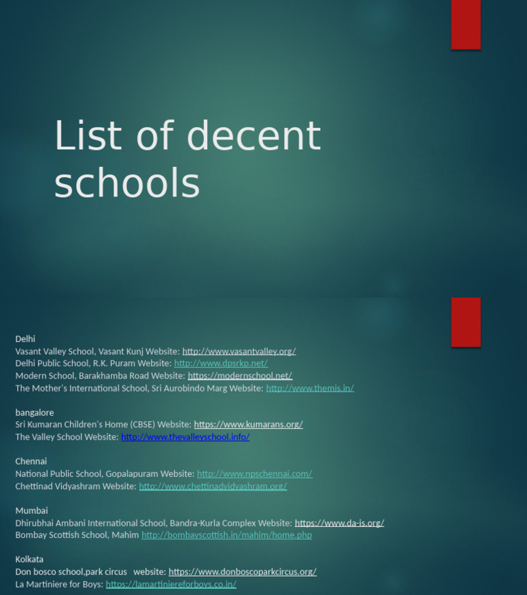 List of Decent Schools | PDF