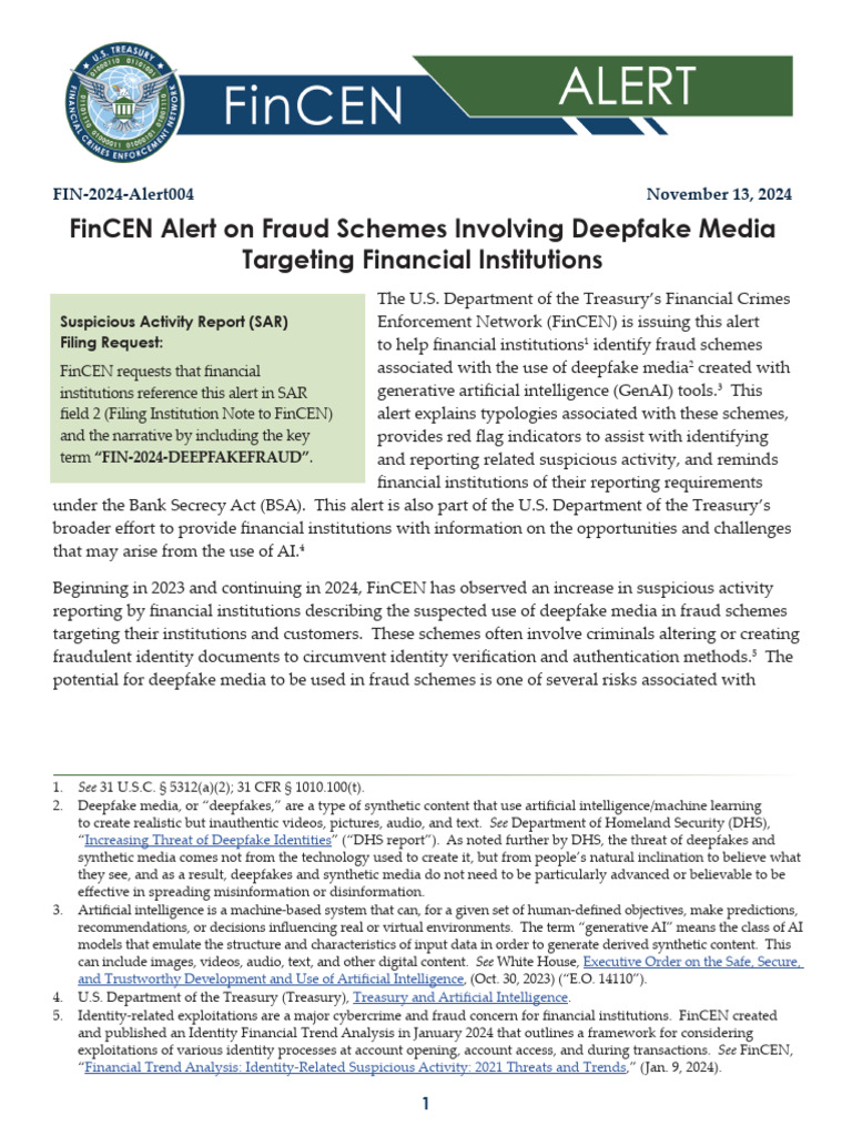 Deepfake Fraud Alert for Financial Institutions | PDF | Computer ...
