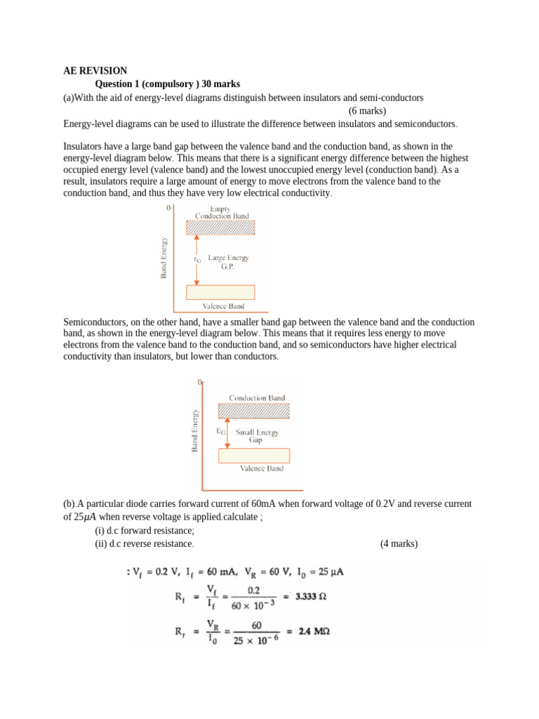 Ae Revision Question 1 (Compulsory) 30 Marks | PDF | Rectifier | Bipolar Junction Transistor