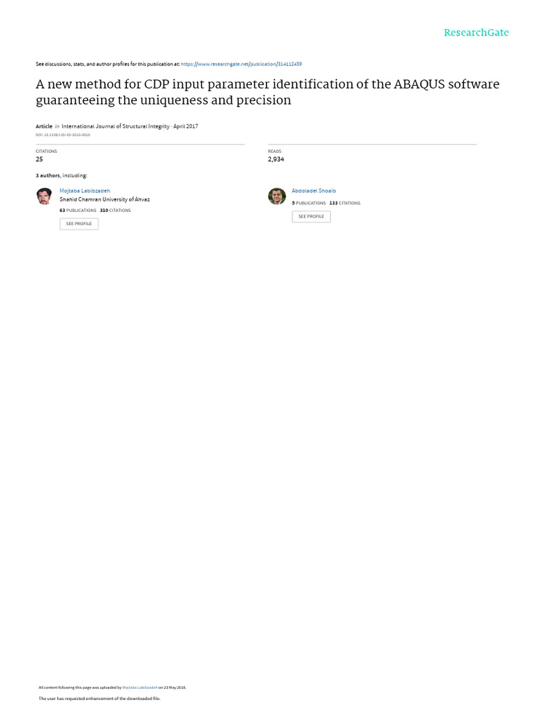 ABAQUS CDP Input Method Guide | PDF | Stress (Mechanics) | Elasticity (Physics)