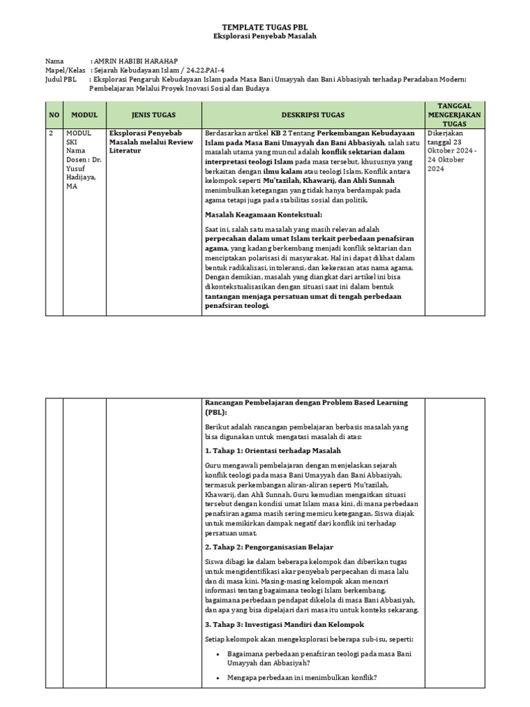 Template PBL Ski Eksplorasi Penyebab Masalah | PDF | Ilmu Sosial | Sejarah
