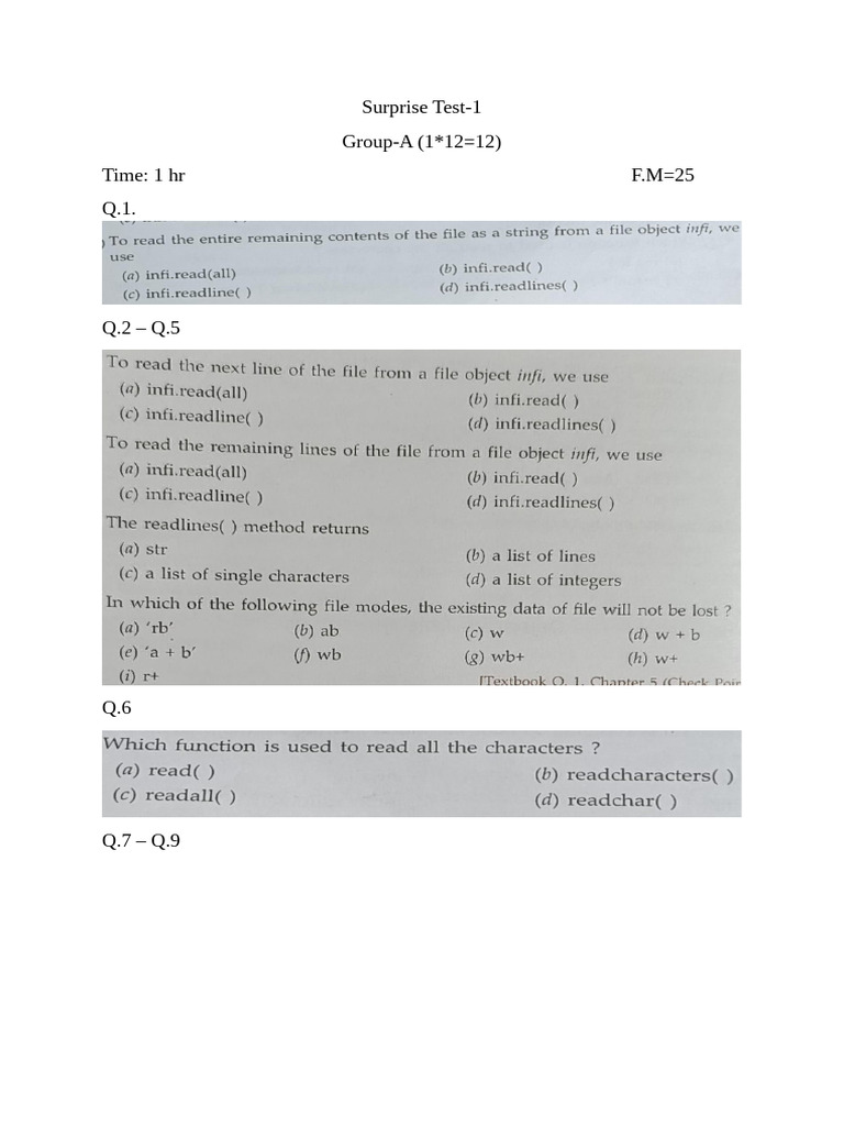 Surprise Test Class 12 | PDF | Teaching Methods & Materials ...