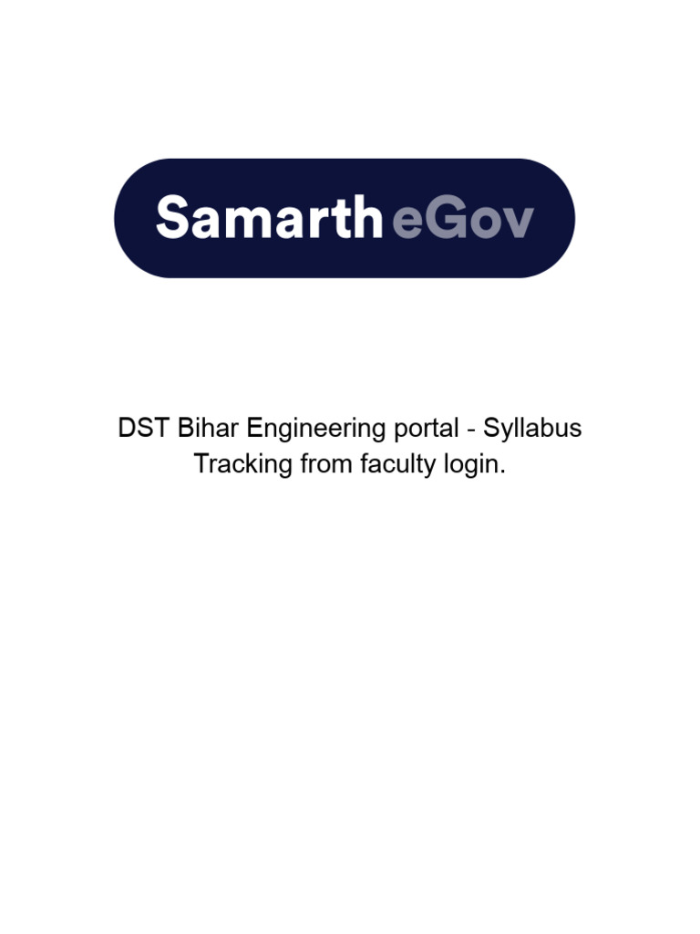 DST Bihar Engg - Syllabus Tracking From Faculty Login | PDF | Career ...