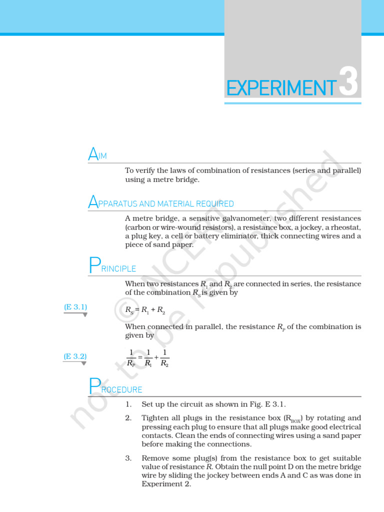 Practical 14 Series Parallel Meter Bridge | PDF | Electrical Resistance ...