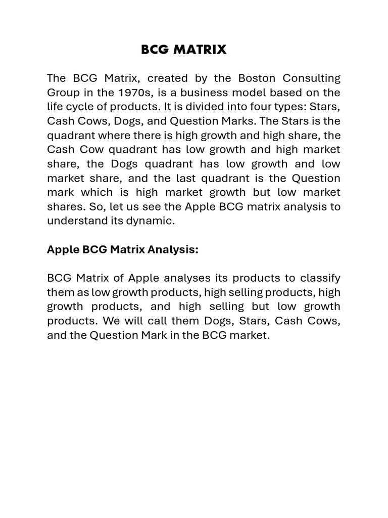 BCG Matrix | PDF | Apple Inc. | Apple Inc. Hardware