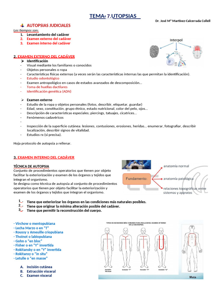 Técnicas de Autopsia y Examen Cadavérico | PDF | Autopsia | Cadáver
