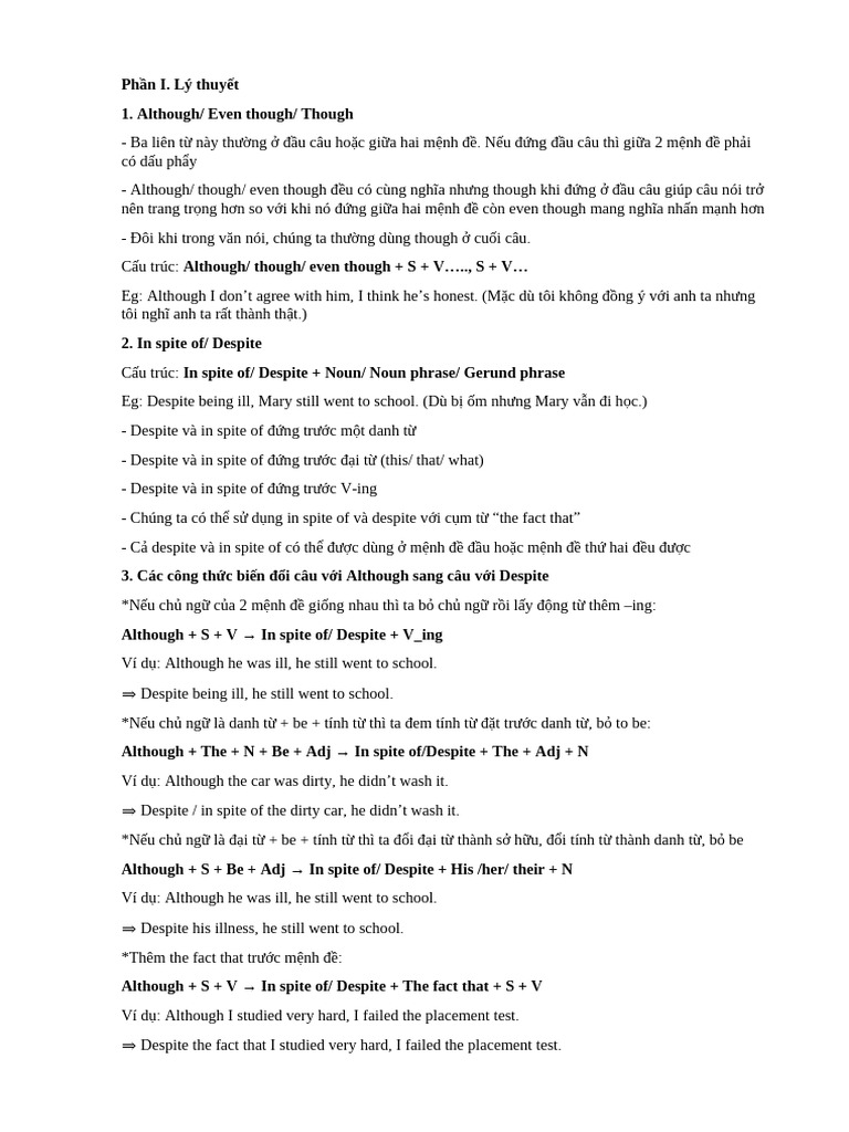 Although, Despite | PDF