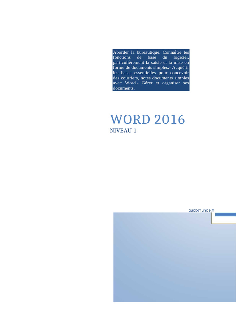 Initiation à Word 2016 : Fonctions clés | PDF | Microsoft Word ...