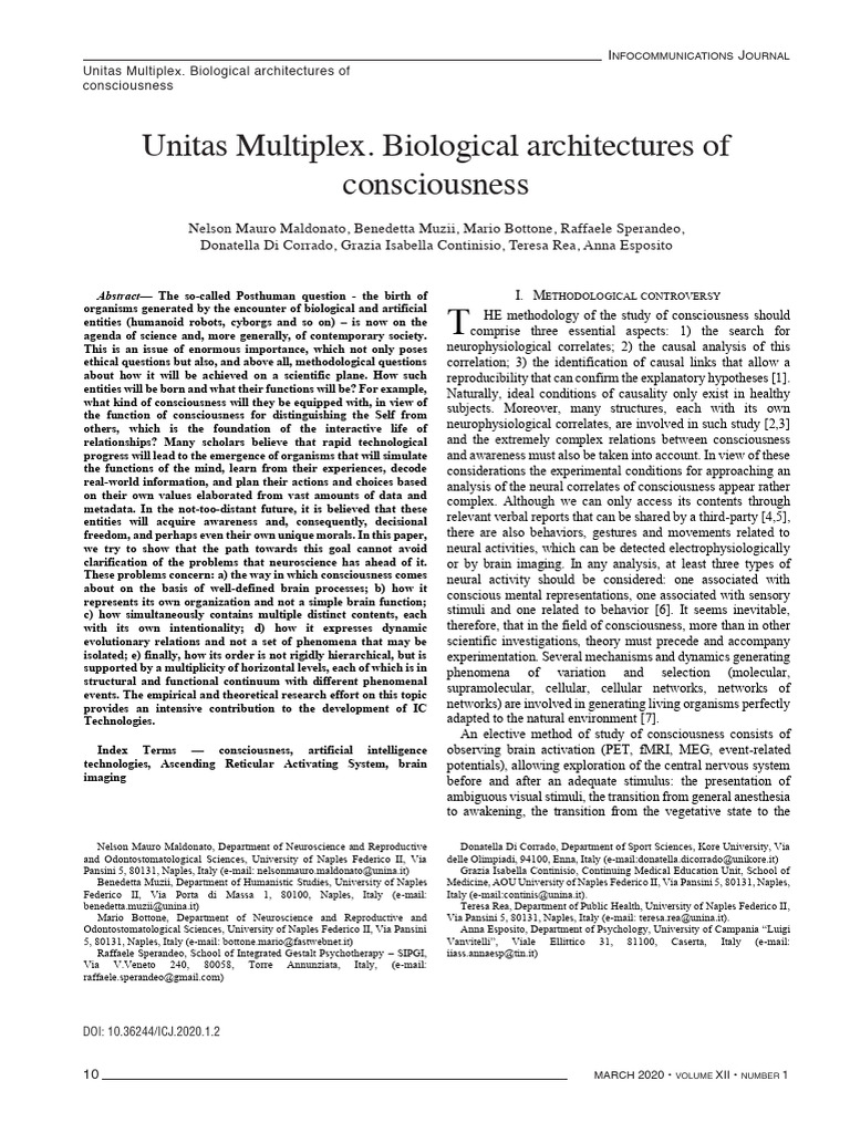 Unitas Multiplex Biological Architecture | PDF | Consciousness | Cerebral Cortex