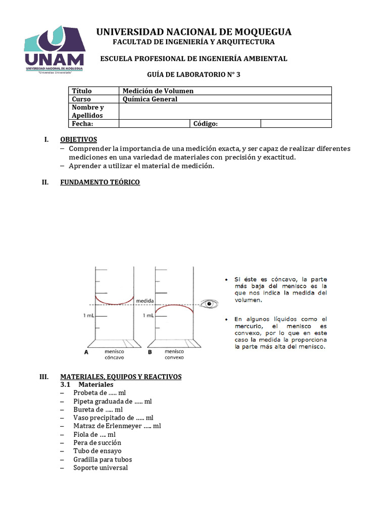 Practica N°3 Medicion de Volumenes | PDF | Volumen | Laboratorios