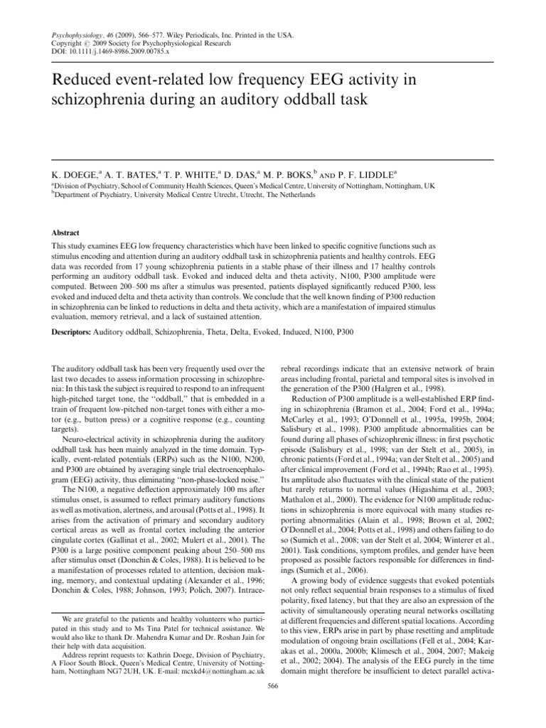 Reduced Event Related Low Frequency Eeg | PDF | Event Related Potential ...