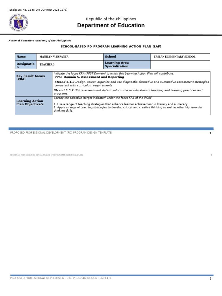 School Based PD Lap | PDF | Educational Assessment | Learning