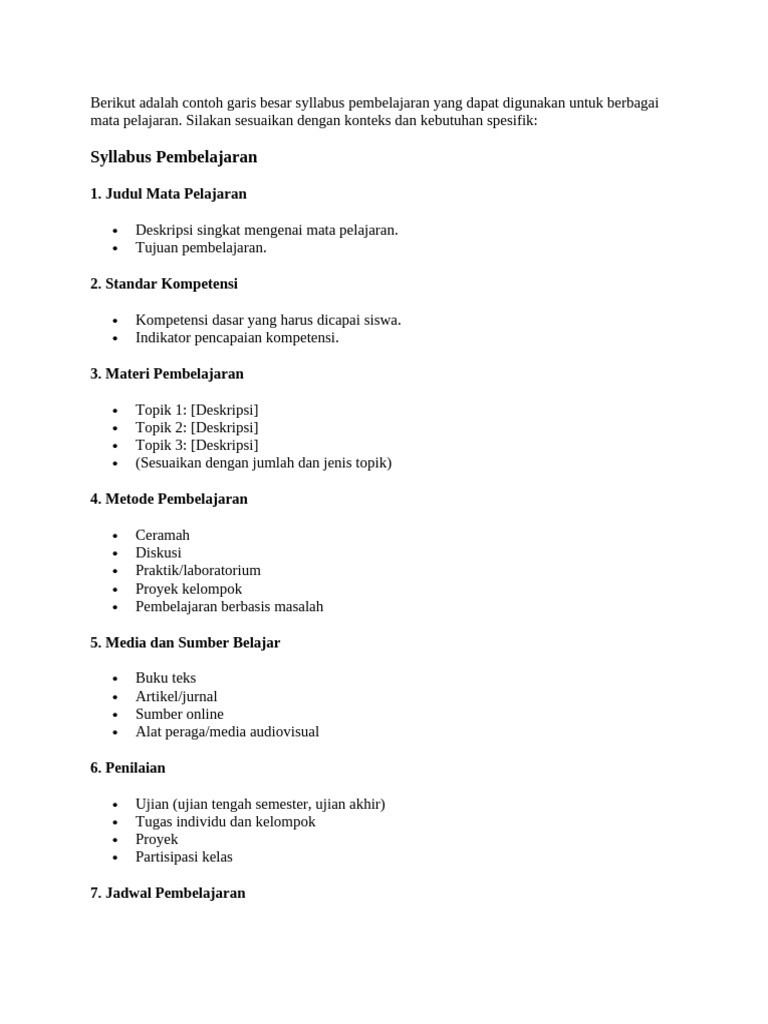 Cara Buat Sylabus Pembelajaran | PDF