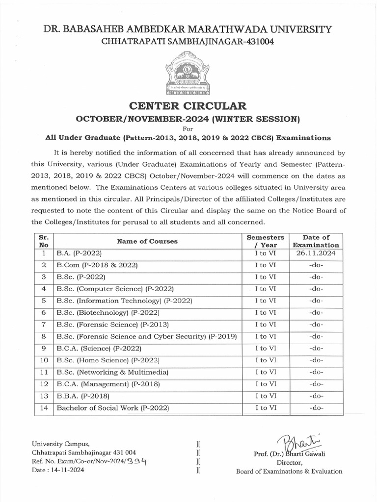 Ug Center Circular Oct 2024 | PDF | Academic Degree | Qualifications