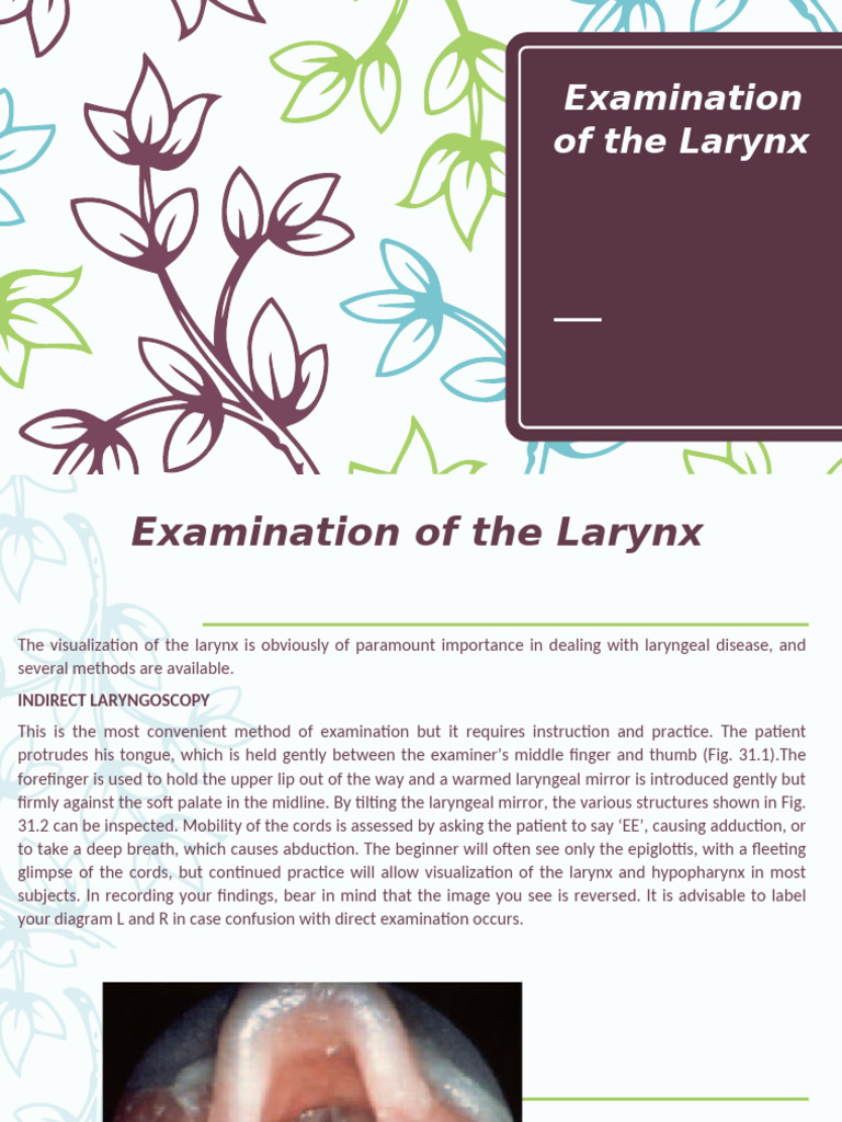 Larynx Examination Techniques | PDF