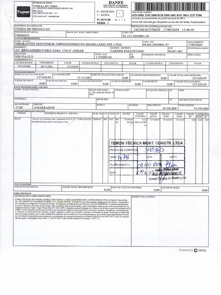 Tuper - Danfe 1074158 | PDF