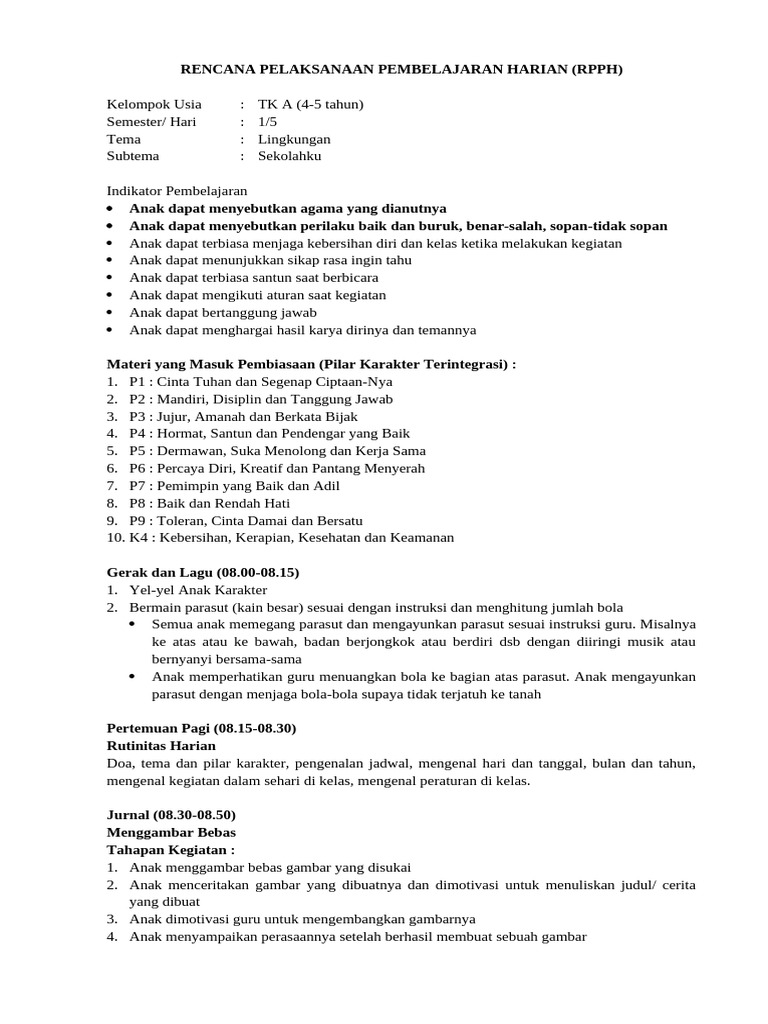 RPPH Ke 5 - Sekolahku | PDF