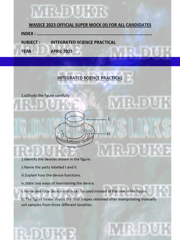 Wassce 2023 Science Practical Super Mock | PDF | Density | Volume