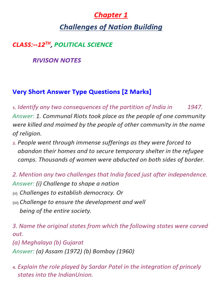 Challenges of Nation Building | PDF | Muhammad Ali Jinnah | Partition ...