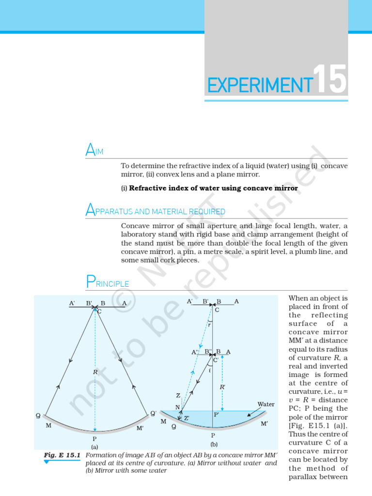 Practical 3 Refractive Index Concave Mirror | PDF | Mirror | Refractive ...