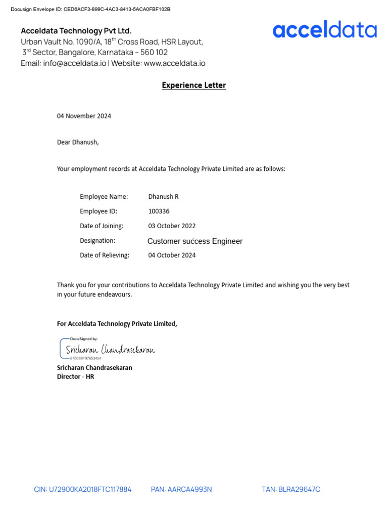 Experience Letter | PDF