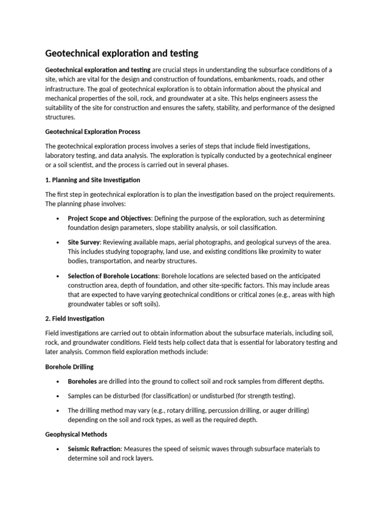 Geotechnical Exploration | PDF | Geotechnical Engineering | Applied And Interdisciplinary Physics