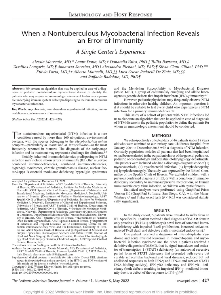When A Nontuberculous Mycobacterial Infection.18 | PDF | Mycobacterium | Infection