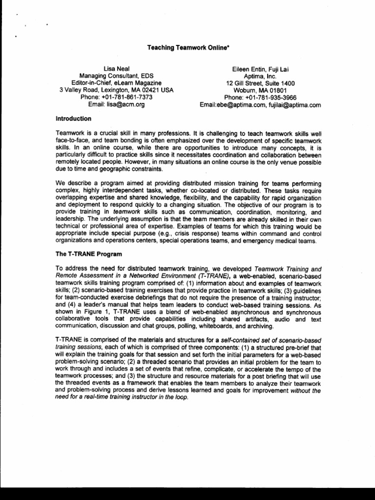 Online Teamwork Training Program Overview | PDF | Educational ...