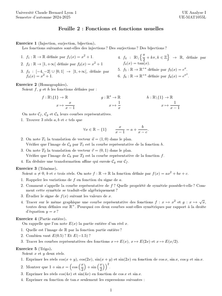 Fonctions et propriétés usuelles | PDF | Fonction (Mathématiques ...