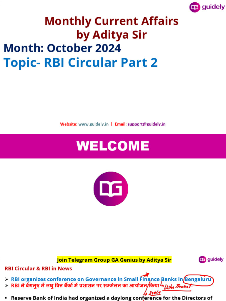 October 2024 - RBI in News and Circular Part 2-1732150661624 | PDF ...
