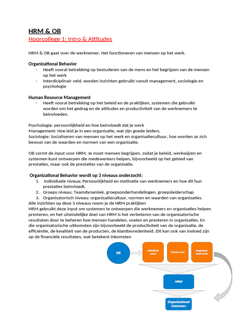 HRM&OB Hoorcolleges | PDF