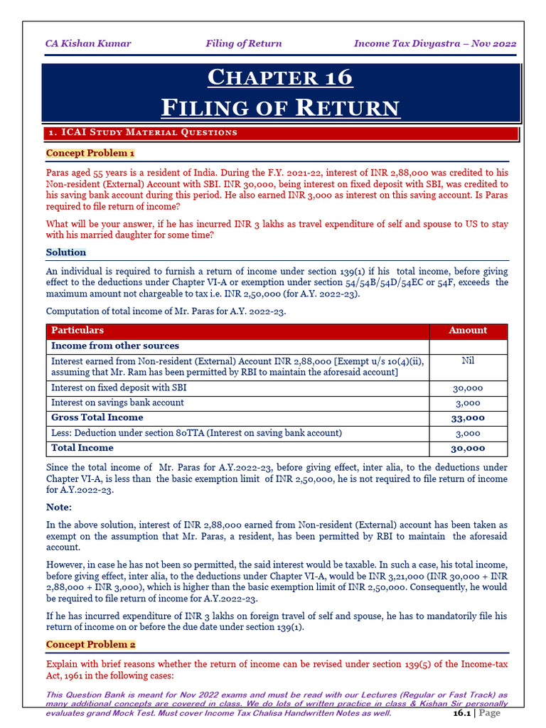 Income Tax Divyastra CH 16 Filling of Return R 1 | PDF | Payments | Cheque