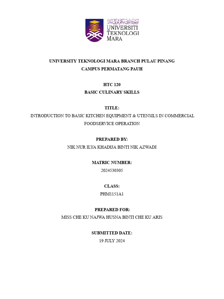 Htc120-Individual Assignment | PDF | Cooking | Home